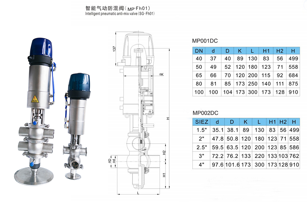 Stainless Steel Sanitary Intelligent Pneumatic Mix-Proof Valves - Buy ...