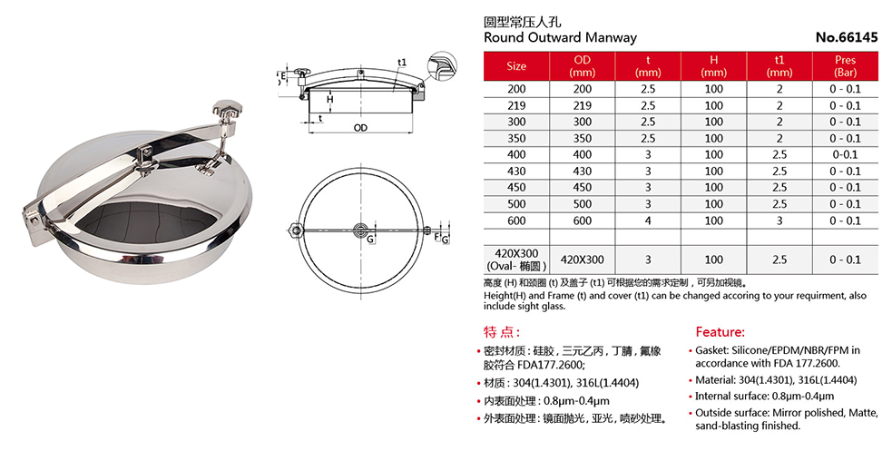 8" Sanitary Stainless Steel Non Pressure Tank Manways - Buy 8" Non ...