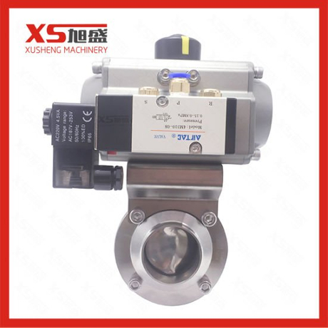 51mm SS304 Weld SMS Pneumatic Actuator Butterfly Valve with Solenoid ...