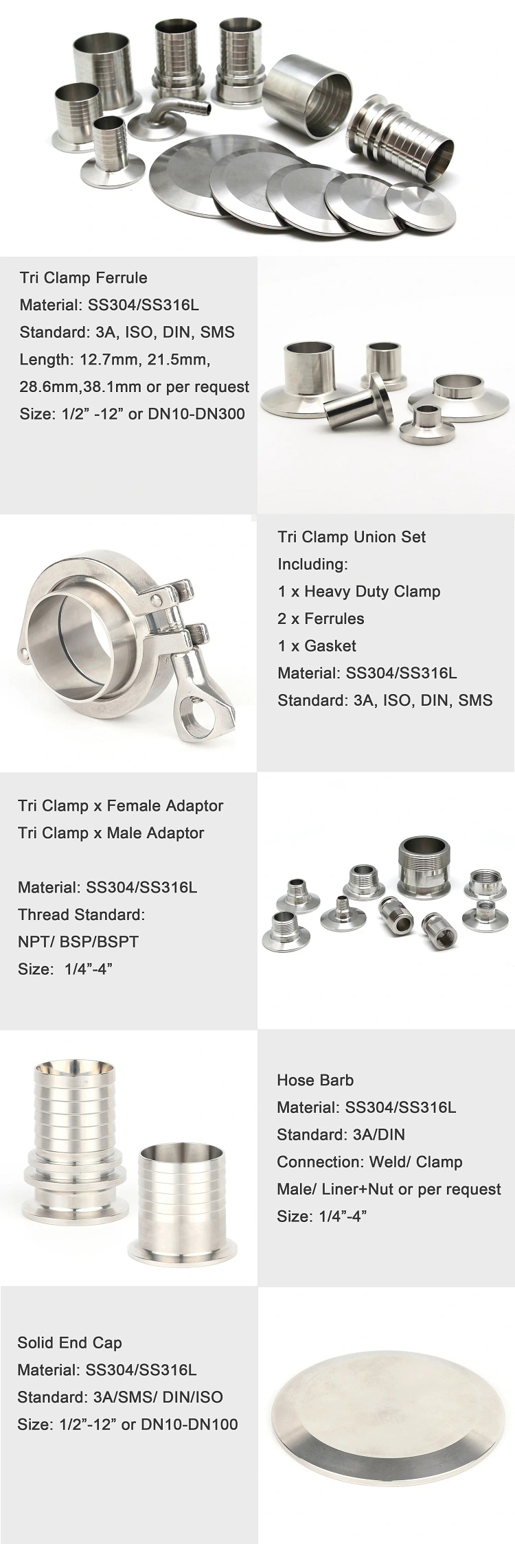Sanitary Stainless Steel Pipe Tri Clamp Hose Adapter - Buy Hygienic ...