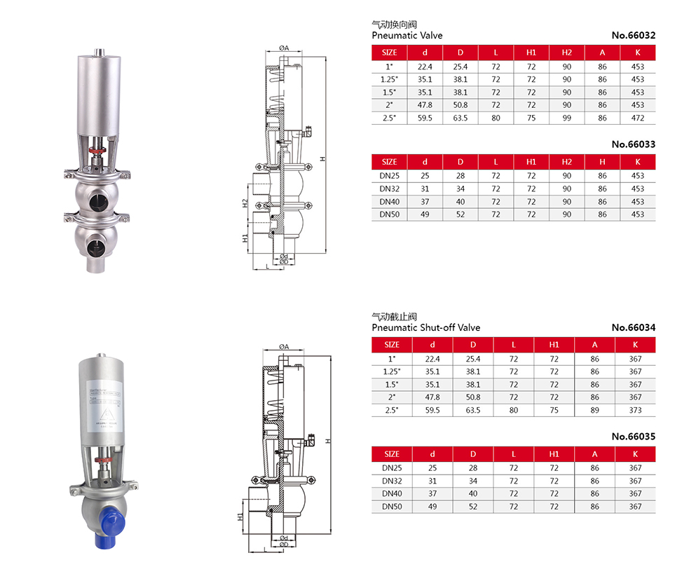 Stainless Steel Sanitary Hygienic Pneumatic L Diverter Valves - Buy ...