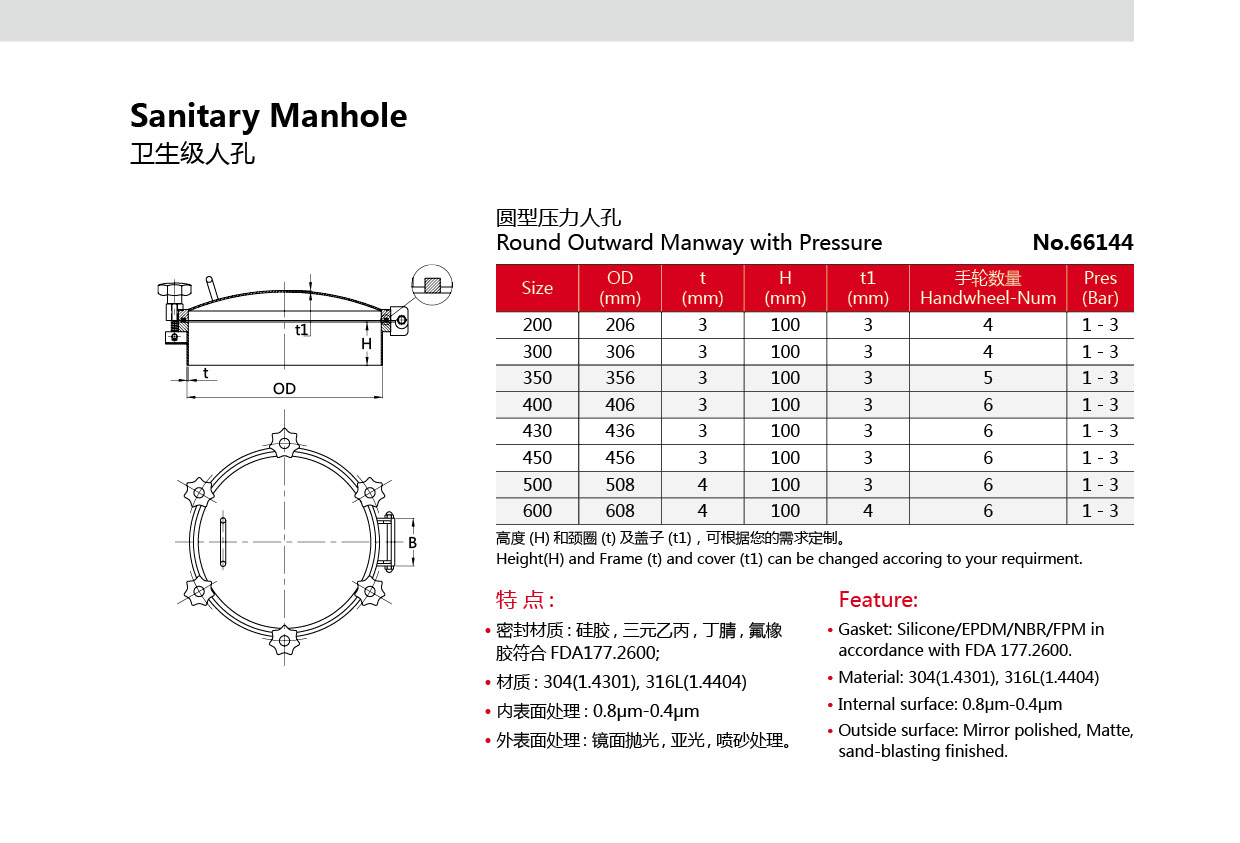 Sanitary Oval Pressure Stainless Steel Manhole Tank Manway - Buy Food ...